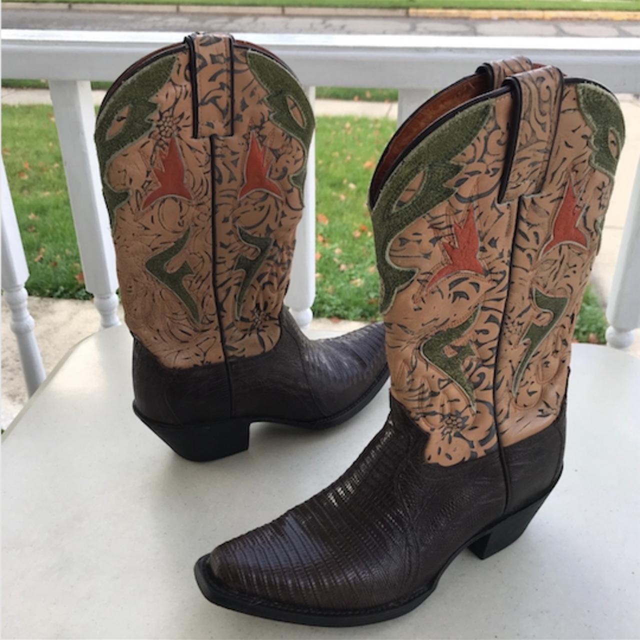 FRYE Lily Lizard Cowboy Cowgirl Boots Sz 6.5 EUC - Depop