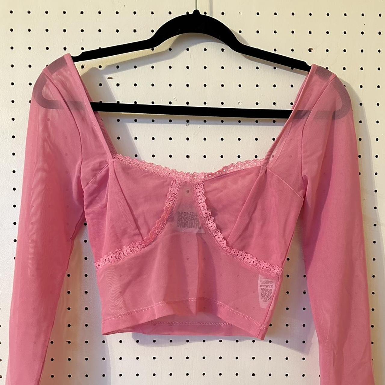Reclaimed Vintage pink mesh top Brand new and never... - Depop