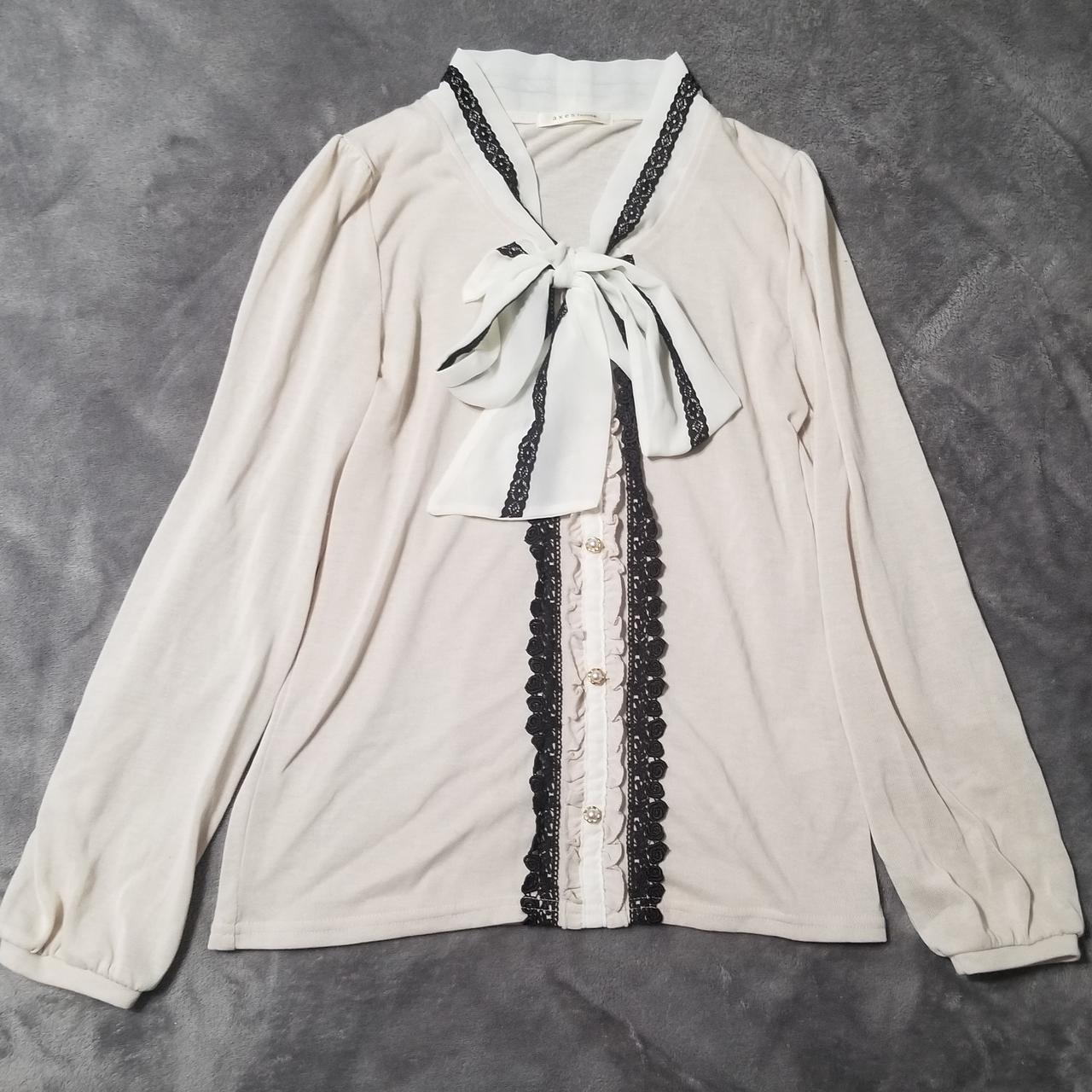 🍰 Axes Femme long sleeve dolly blouse 🍰 Light beige... - Depop