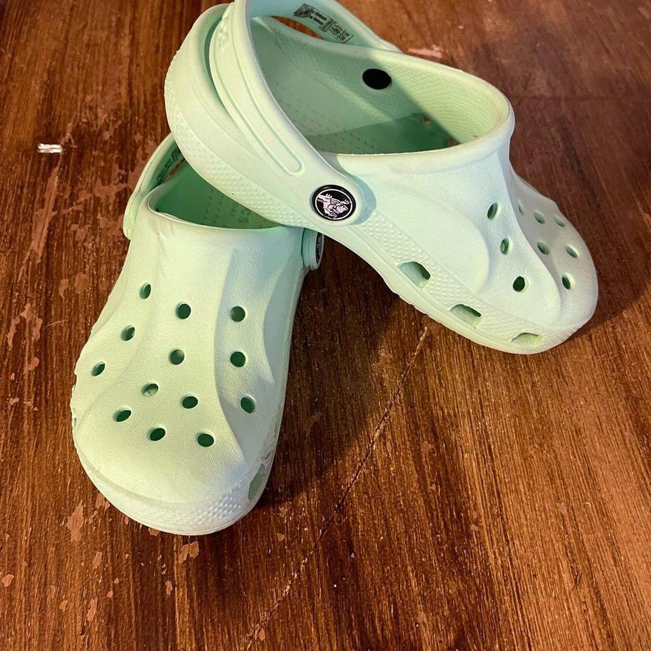 Kids crocs in great condition a mint green color... - Depop