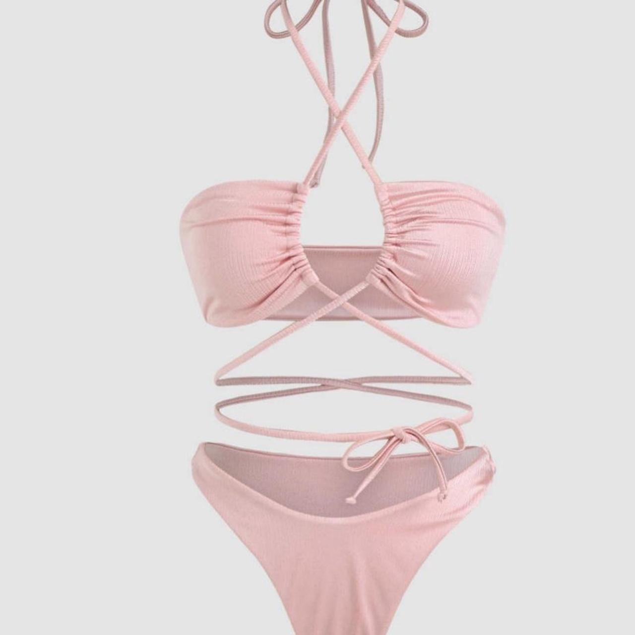 Solid Criss Cross Halter Bikini Set #cider - Depop