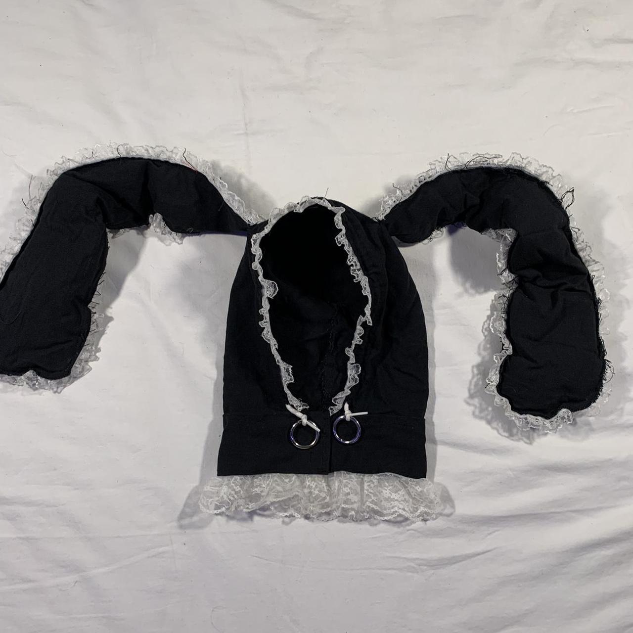 handmade custom bunny hood with lace trim has velcro... - Depop