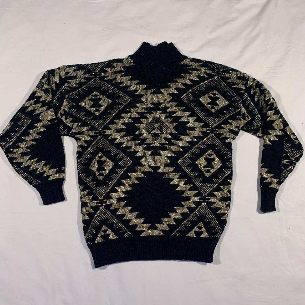 vintage 90s black and gold native pattern... - Depop
