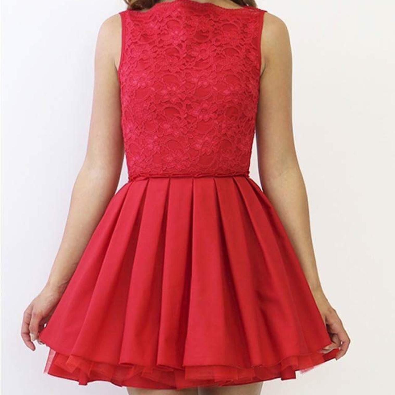 Jones and Jones Red Floral Lace Skater Dress Size 8 ... | Depop