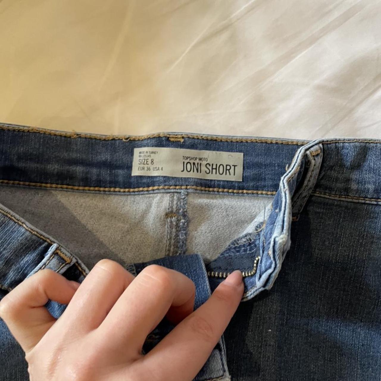 Topshop blue denim Joni shorts high waisted Size UK... - Depop