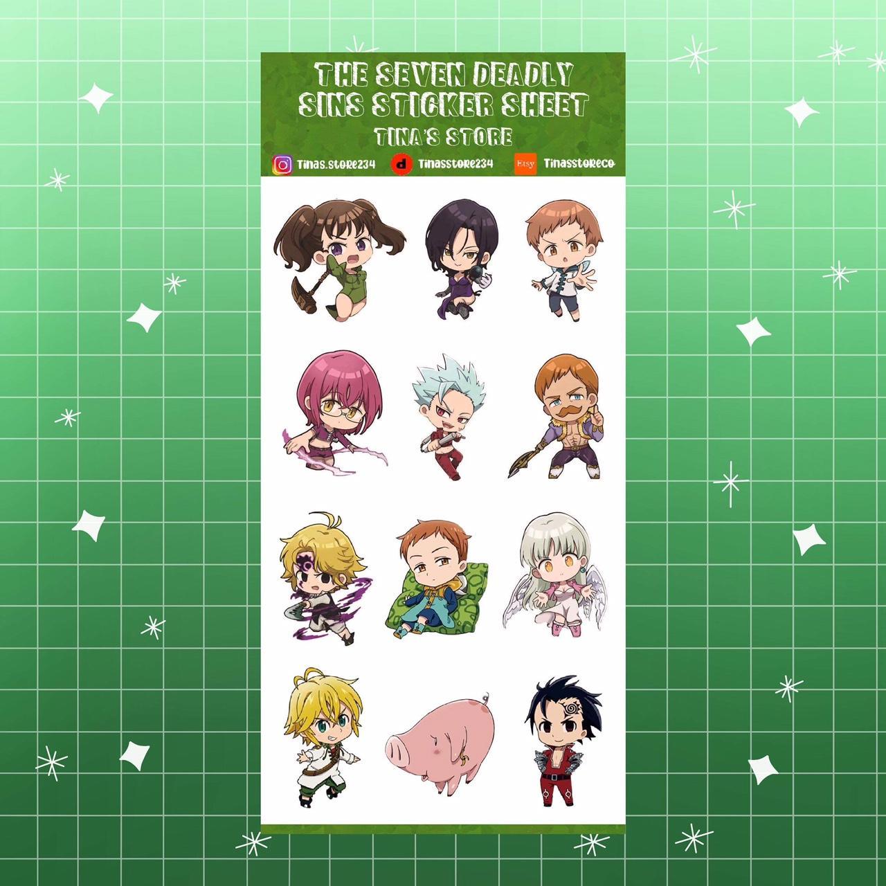 The seven deadly sins matte sticker sheet Size:... - Depop