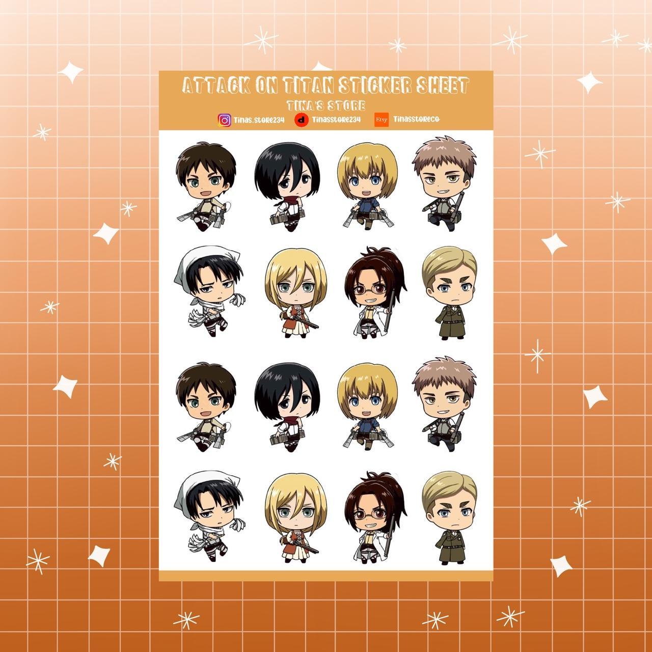 Attack on titan matte sticker sheet Size: 145×95... - Depop