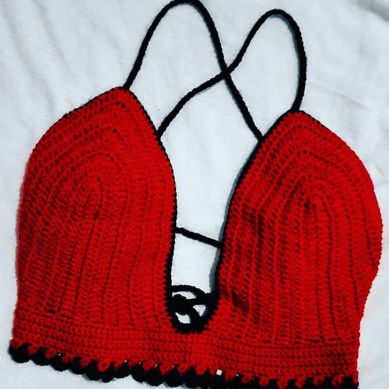 Handmade crochet top. Red crochet top. Made for... - Depop