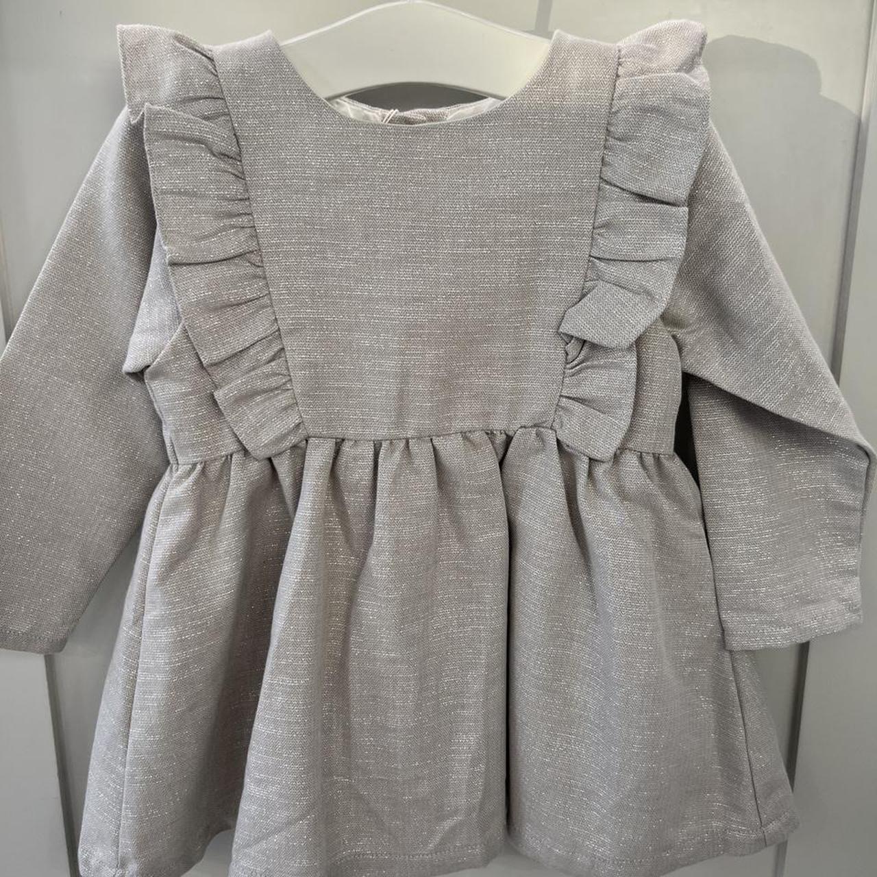 Pretty silver/grey herringbone dress from Absorba... - Depop