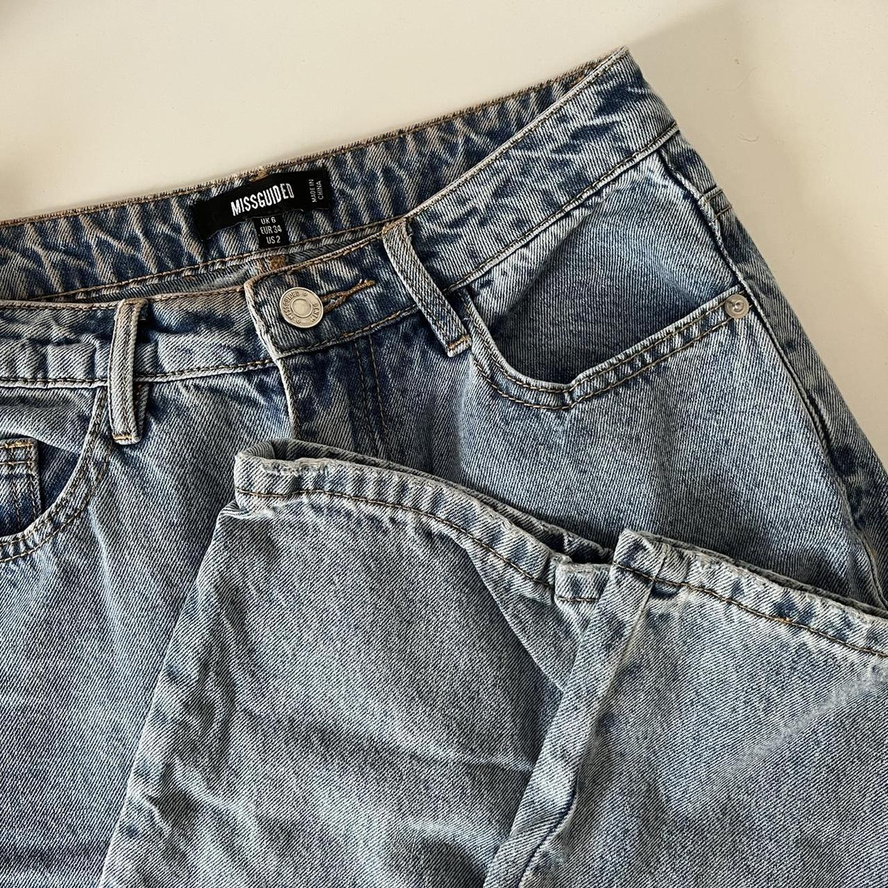Missguided blue denim baggy jeans Size UK 6 I’m a... - Depop