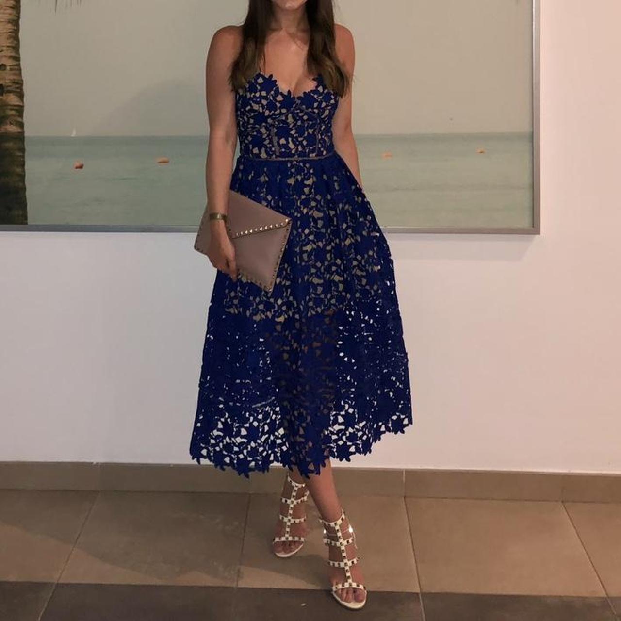 SELFRIDGES SELF-PORTRAIT Azaelea Dress Cobalt Dark... - Depop