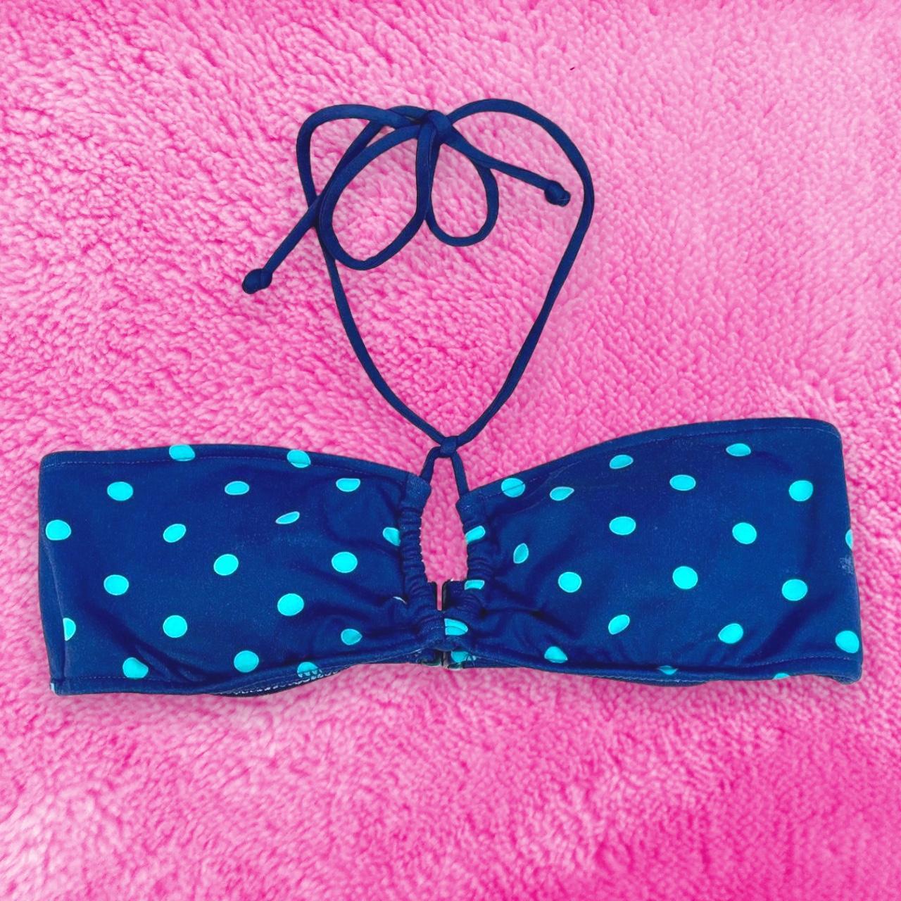 Blue Polka Dot Bikini Bandeau ~ Size Small ~ Brand Depop