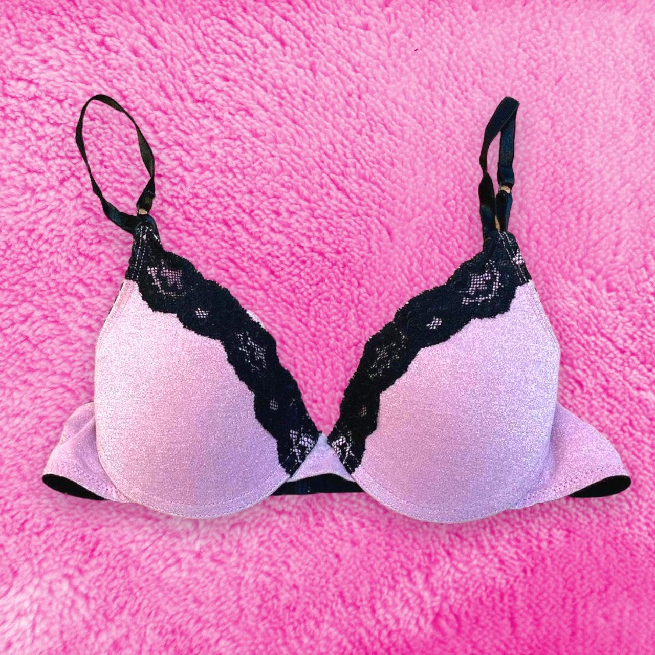 Shimmer Pink & Black Bra ~ size 34C ~ brand is... - Depop