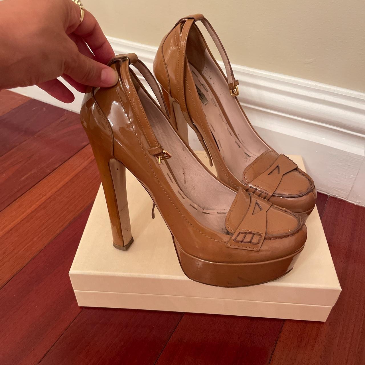 Preloved MIU MIU loafer-ish platform heels! Very... - Depop