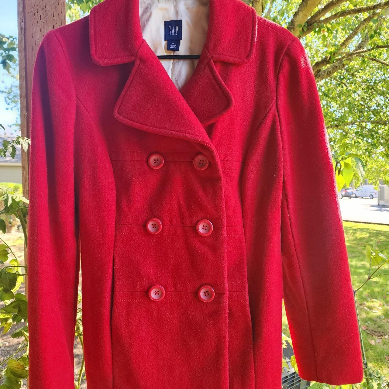 RED GAP PEA COAT Pretty red pea coat in good... - Depop
