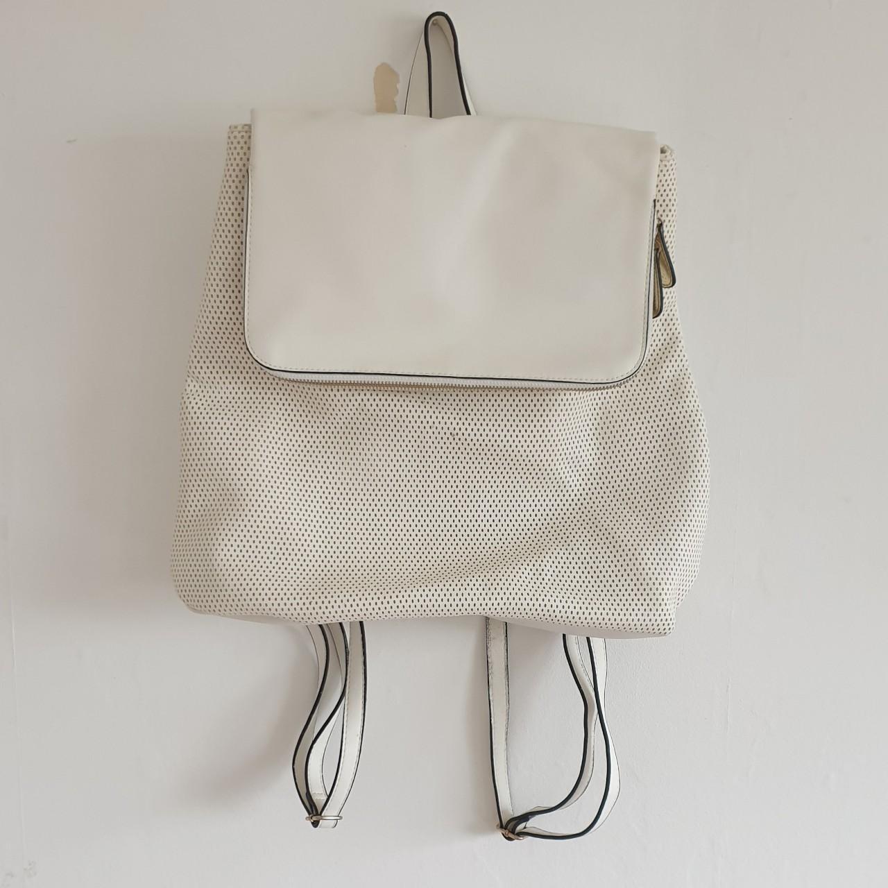 White A4 folder sized school bag backpack rucksack... - Depop