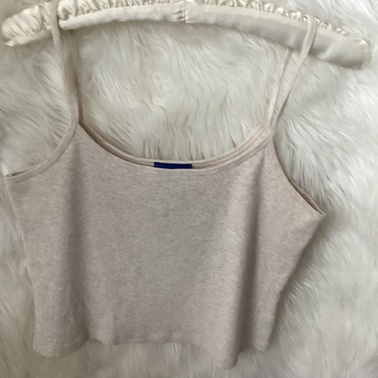 Express Women's Cream and Tan Crop-top | Depop