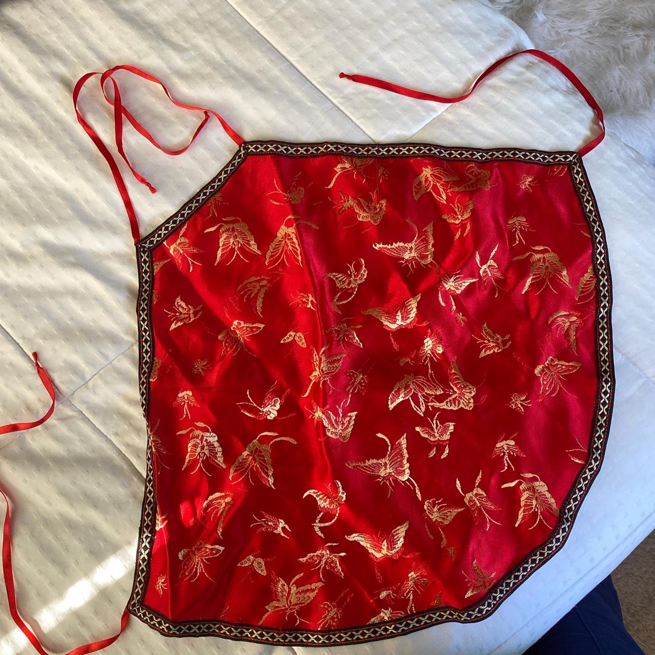 Red Chinese silk halter top. Looks so cute with... - Depop