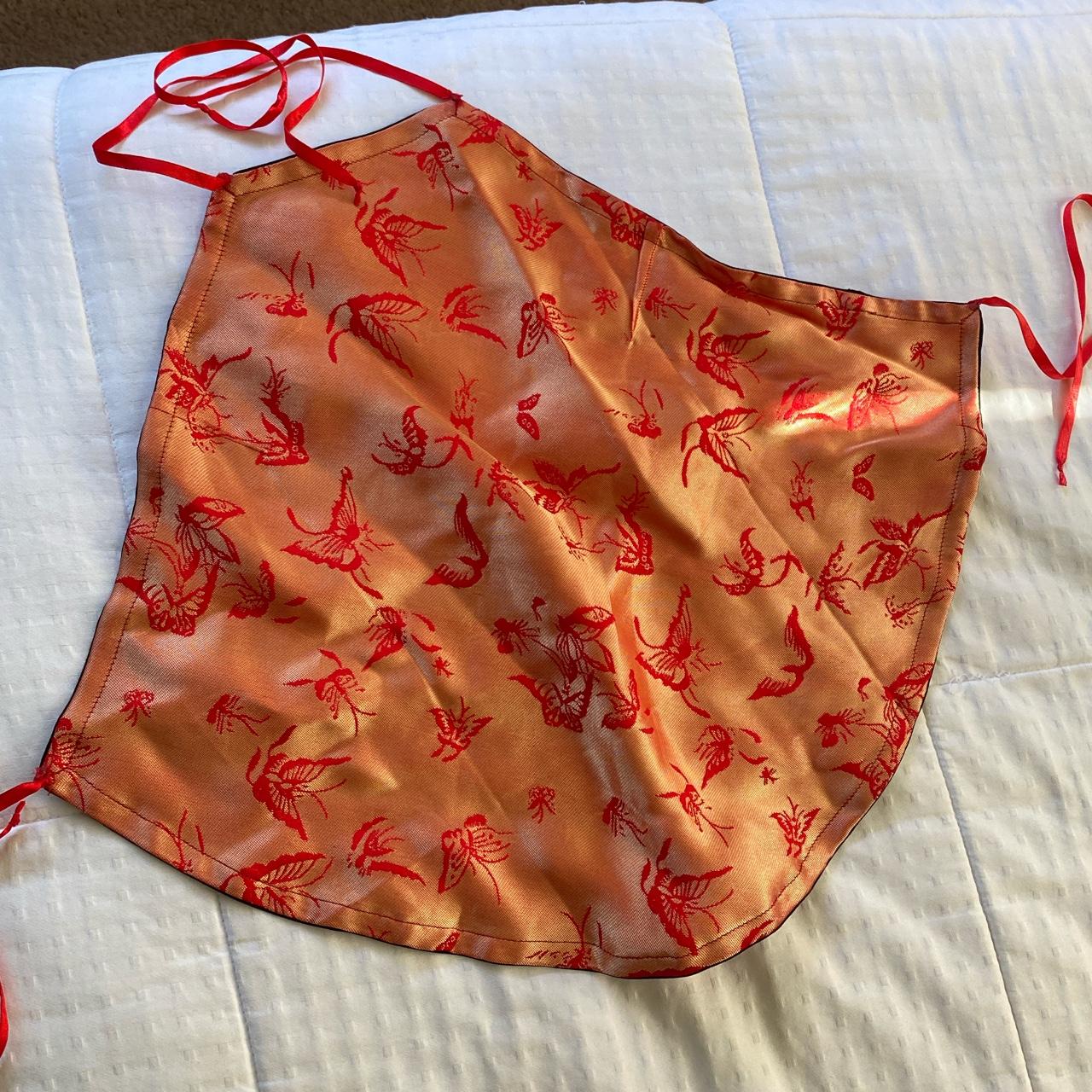 Red Chinese silk halter top. Looks so cute with... - Depop