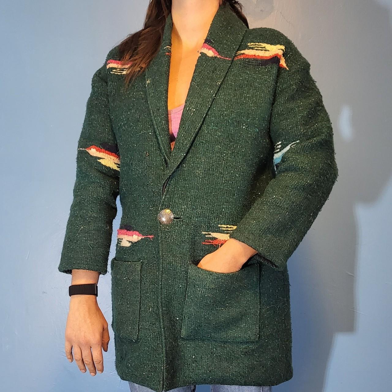 Vintage wool blanket jacket coat. NO SIZE TAG OR... - Depop