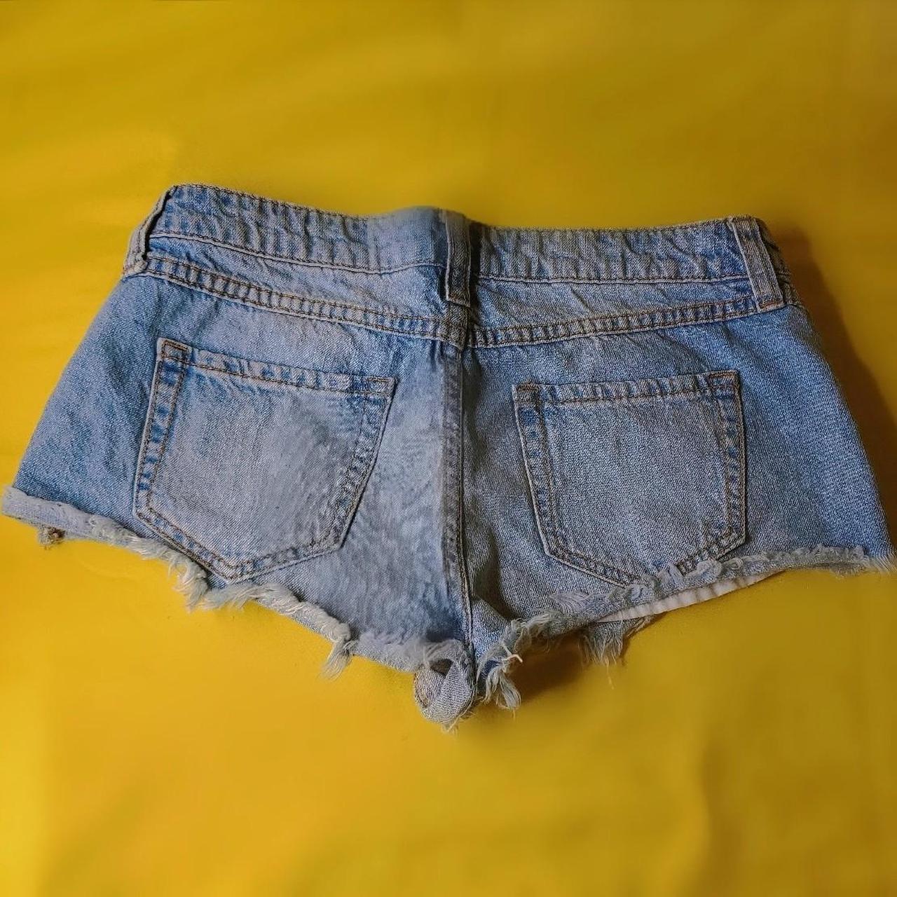 Low rise y2k micro mini cheeky denim shorts Brand:... - Depop