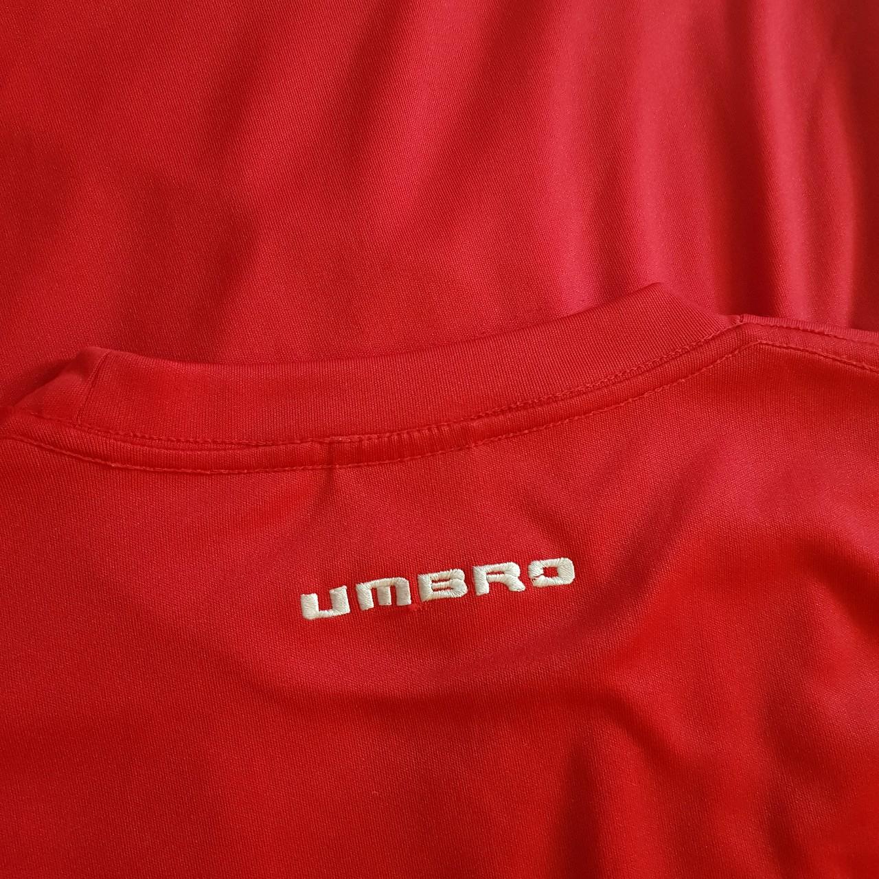 Red umbro t shirt in a size Large. Silky material, a... - Depop