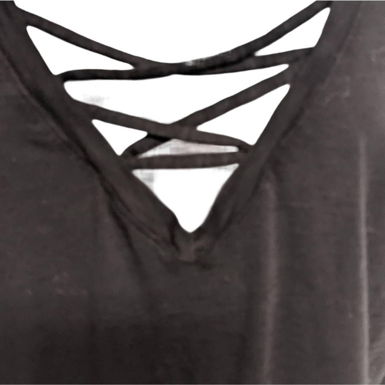 Michael Stars Black V Neck Kriss Cross Front Short... - Depop