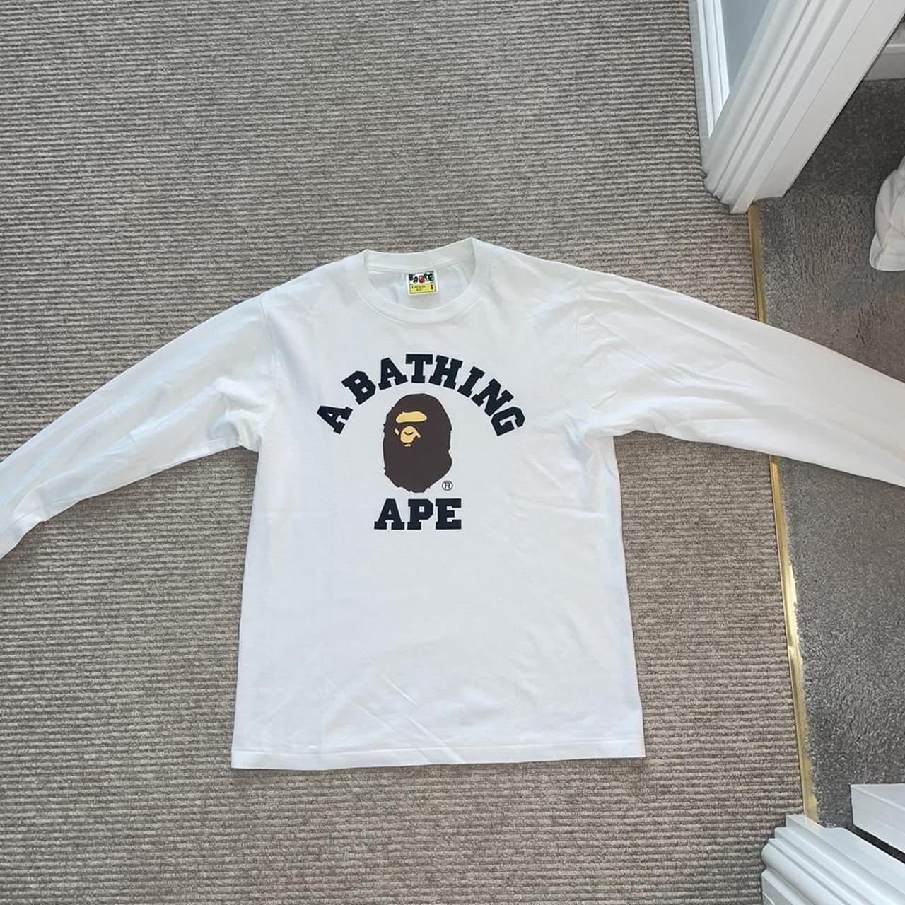 Bape long sleeve white t-shirt, size small, great... | Depop