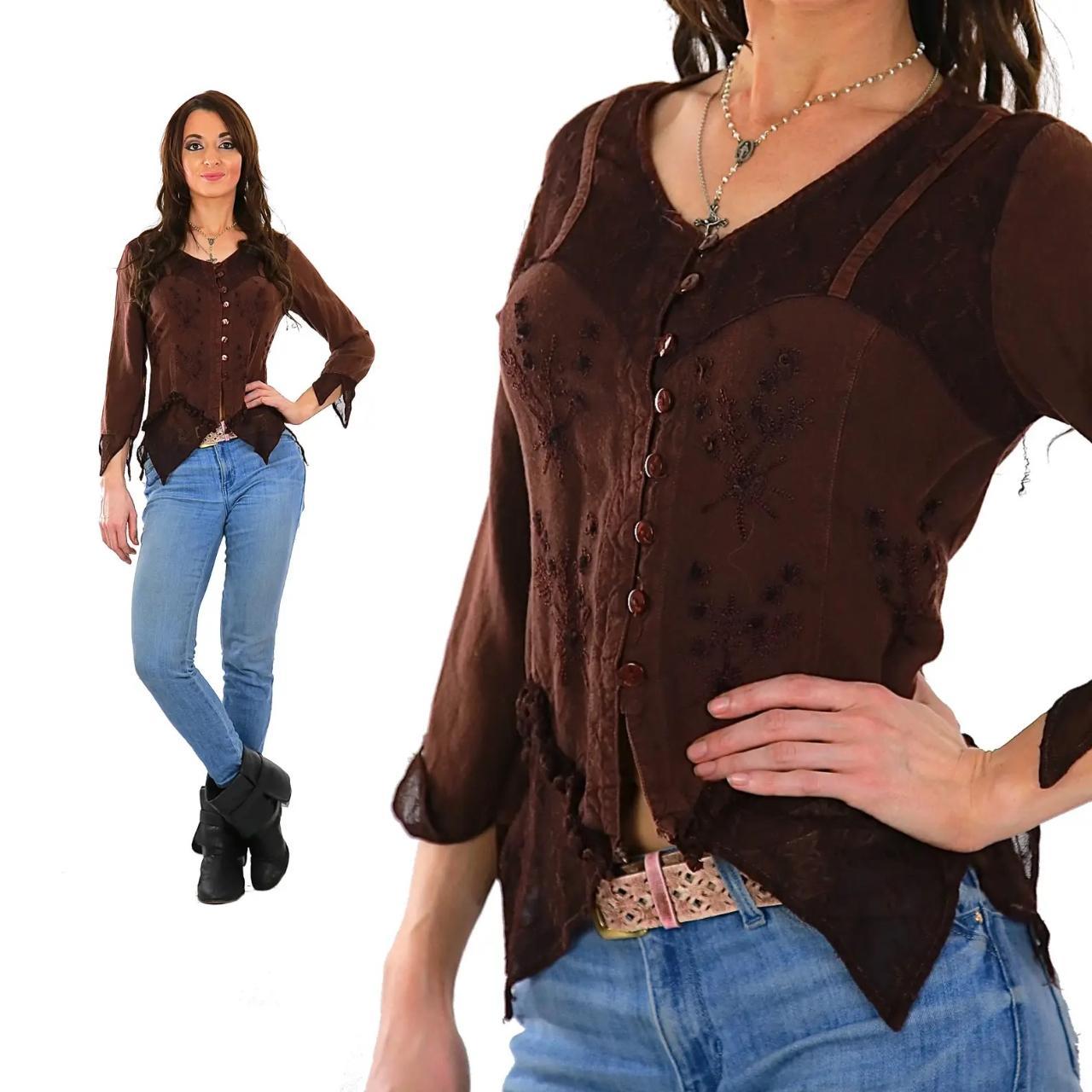 Vintage 90s goth top. This 70s nostalgia shirt is... - Depop