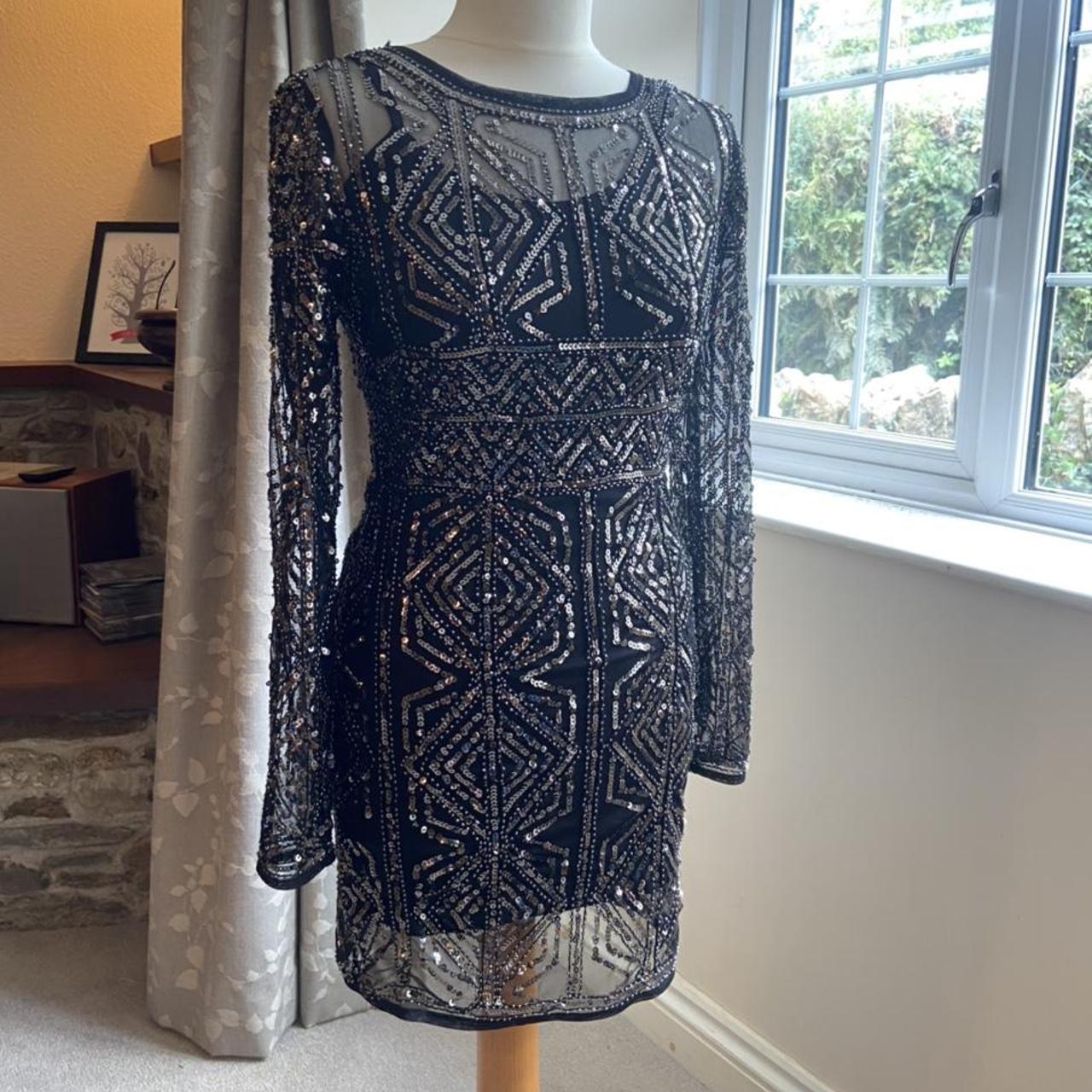 Boohoo Women's Silver and Black Dress | Depop