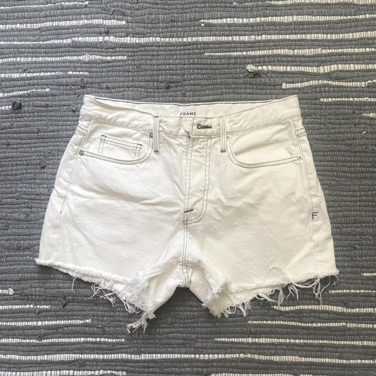 Frame Women's White Shorts | Depop