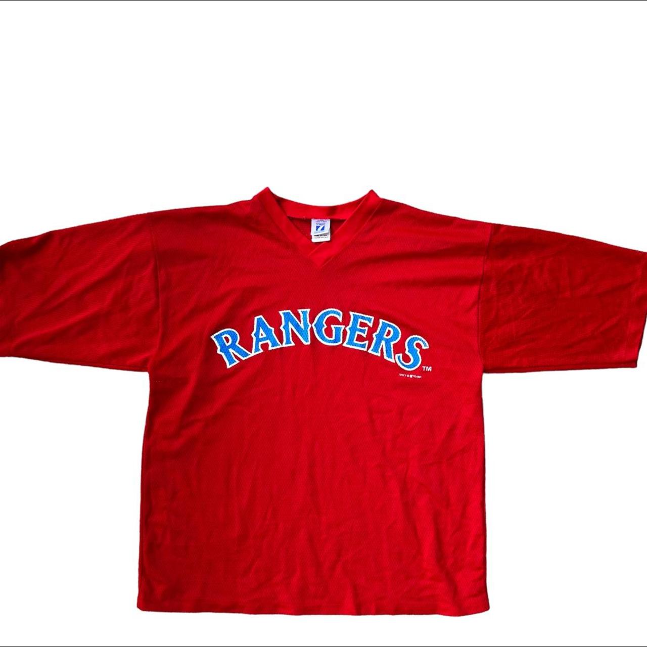 Vintage 80’s Texas Rangers MLB Baseball Mesh Jersey... - Depop