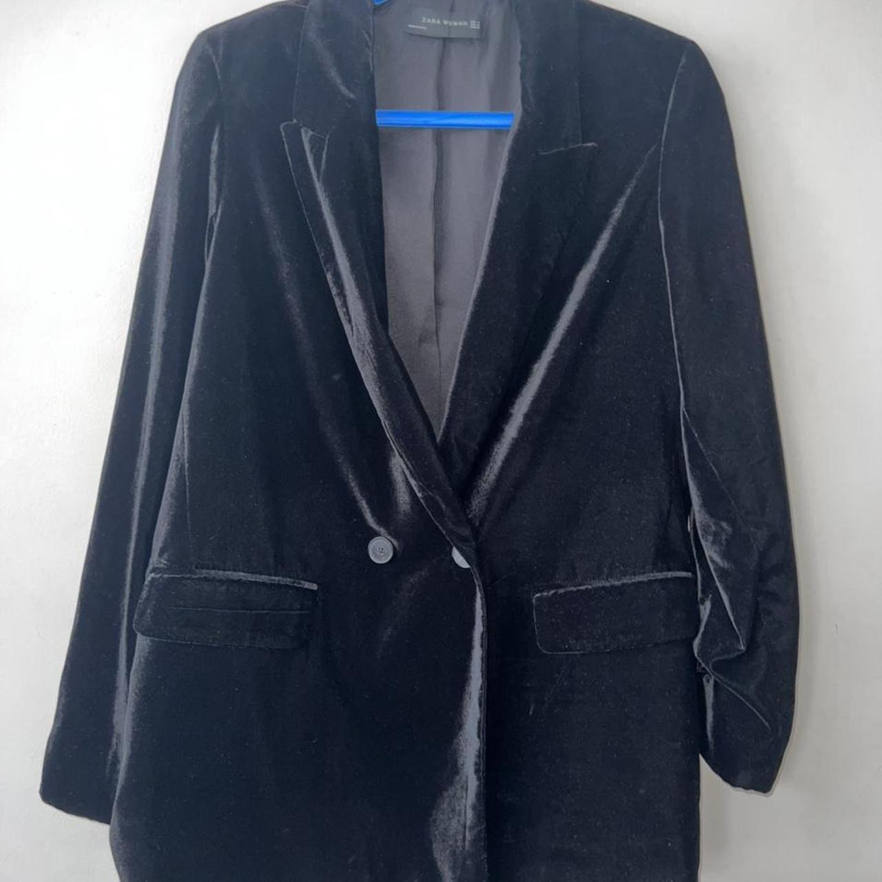 Black velvet blazer,size medium, if you wearing... - Depop