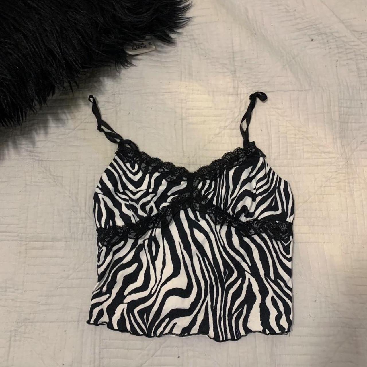 Cutest 90’s / Y2k style zebra print cami crop top 😍... - Depop