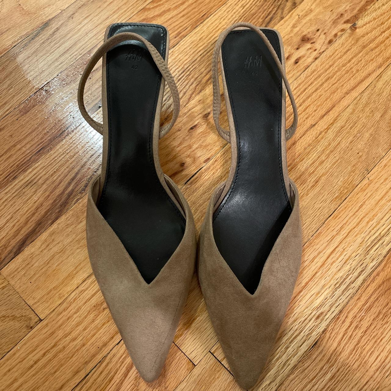 Grey sling back heels from h&m. They need a good... - Depop