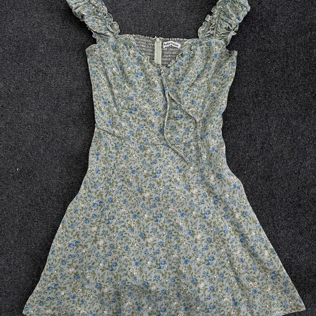 Reformation green floral dress - Depop