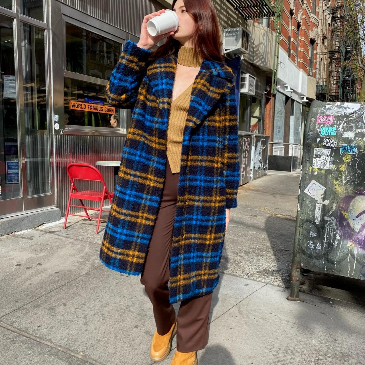 Apparis Tikka Plaid Check-Pattern Coat Only worn... - Depop