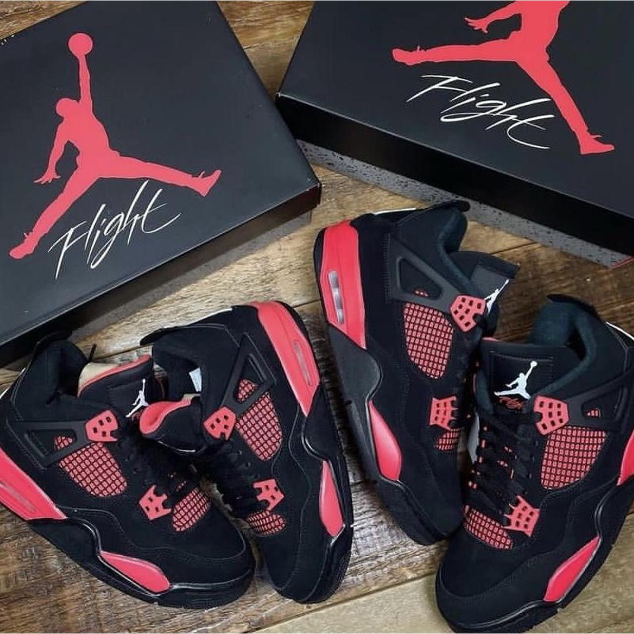 Jordan 4 (Red Thunder) Available in all sizes... - Depop