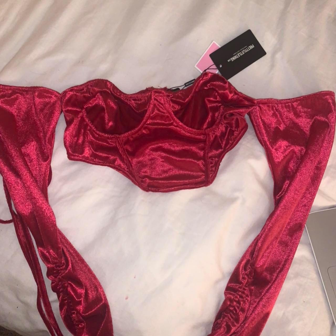 Red Velvet Cropped Top Never Worn Uk Size Depop