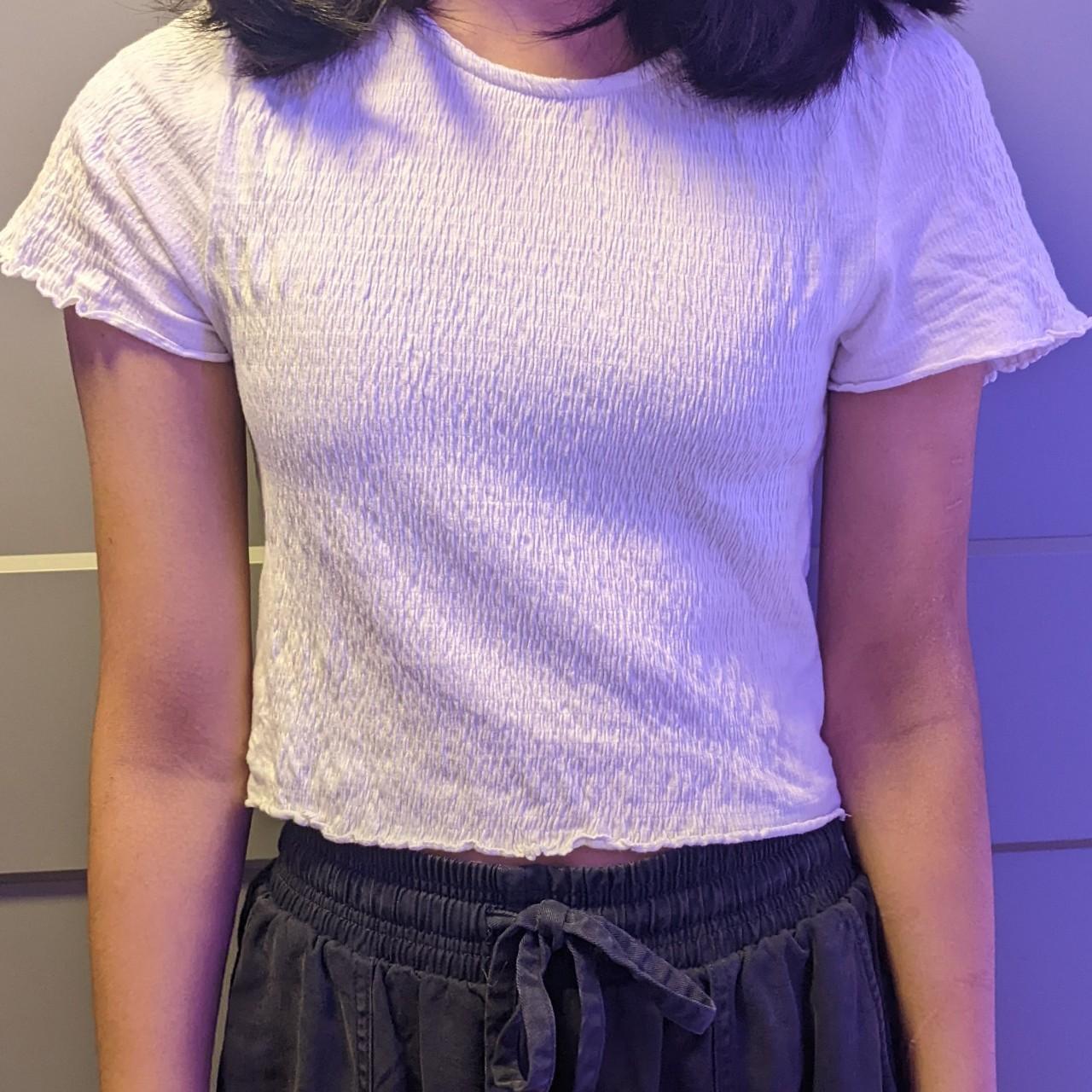Cute White Crop Top •xs So Size 6 8 •not Worn Depop