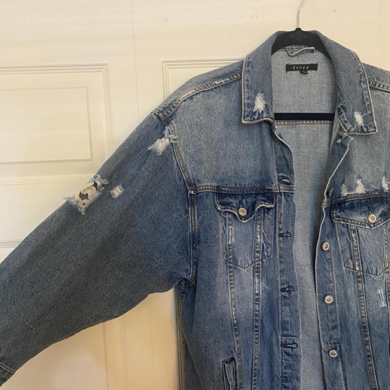 Oversized Distressed Denim jacket Size Large Very... - Depop