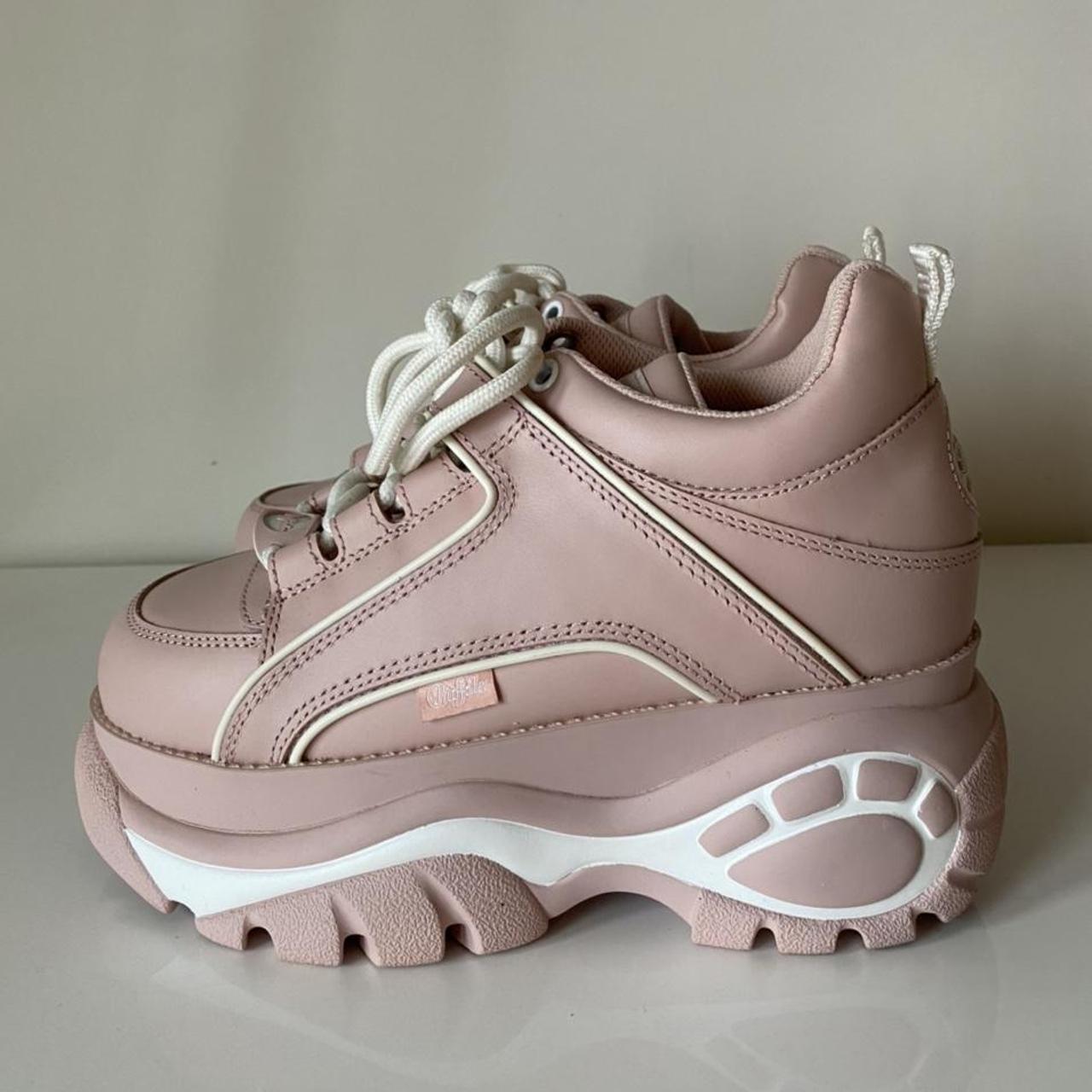 Buffalo London Baby Pink Platform Chunky Sneakers... - Depop