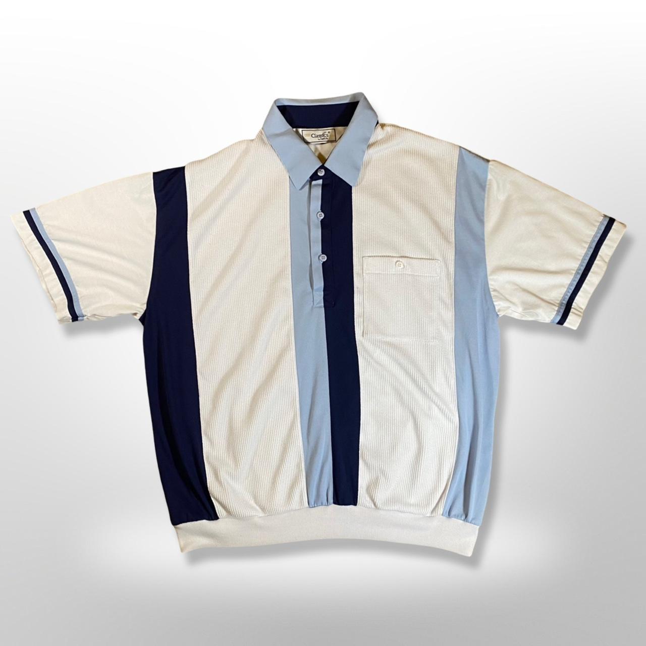 🔥 classic retro men’s 70s blue/navy/white polo !!... - Depop