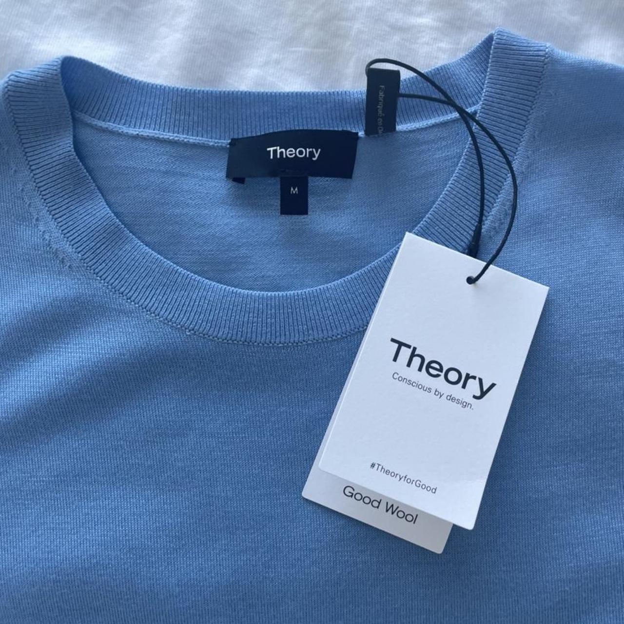 Theory Wool T shirt Color: Powder Blue Retail... - Depop