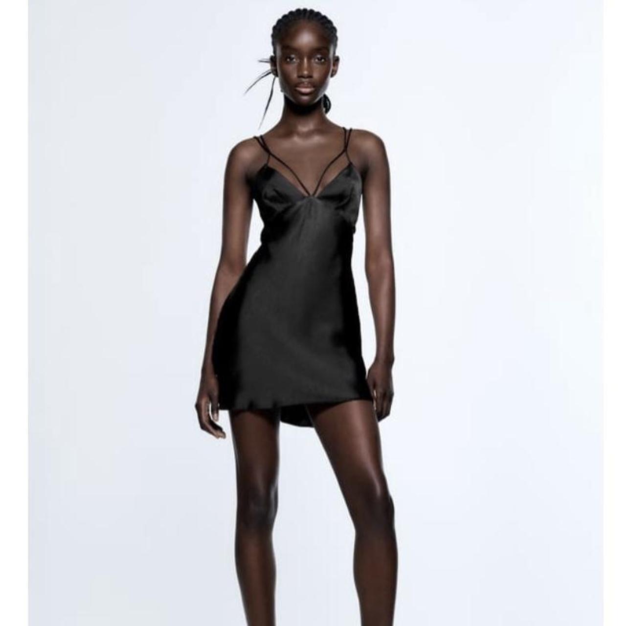 Zara satin mini dress with cutout detail. Backless,... - Depop