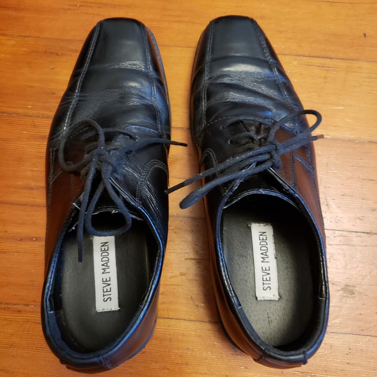Steve Madden men's black leather dress shoes.... - Depop