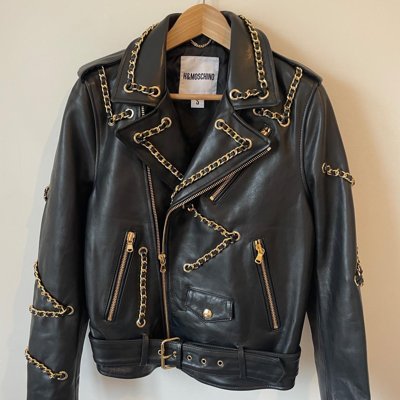 Men’s size Small - Moschino leather biker jacket.... - Depop