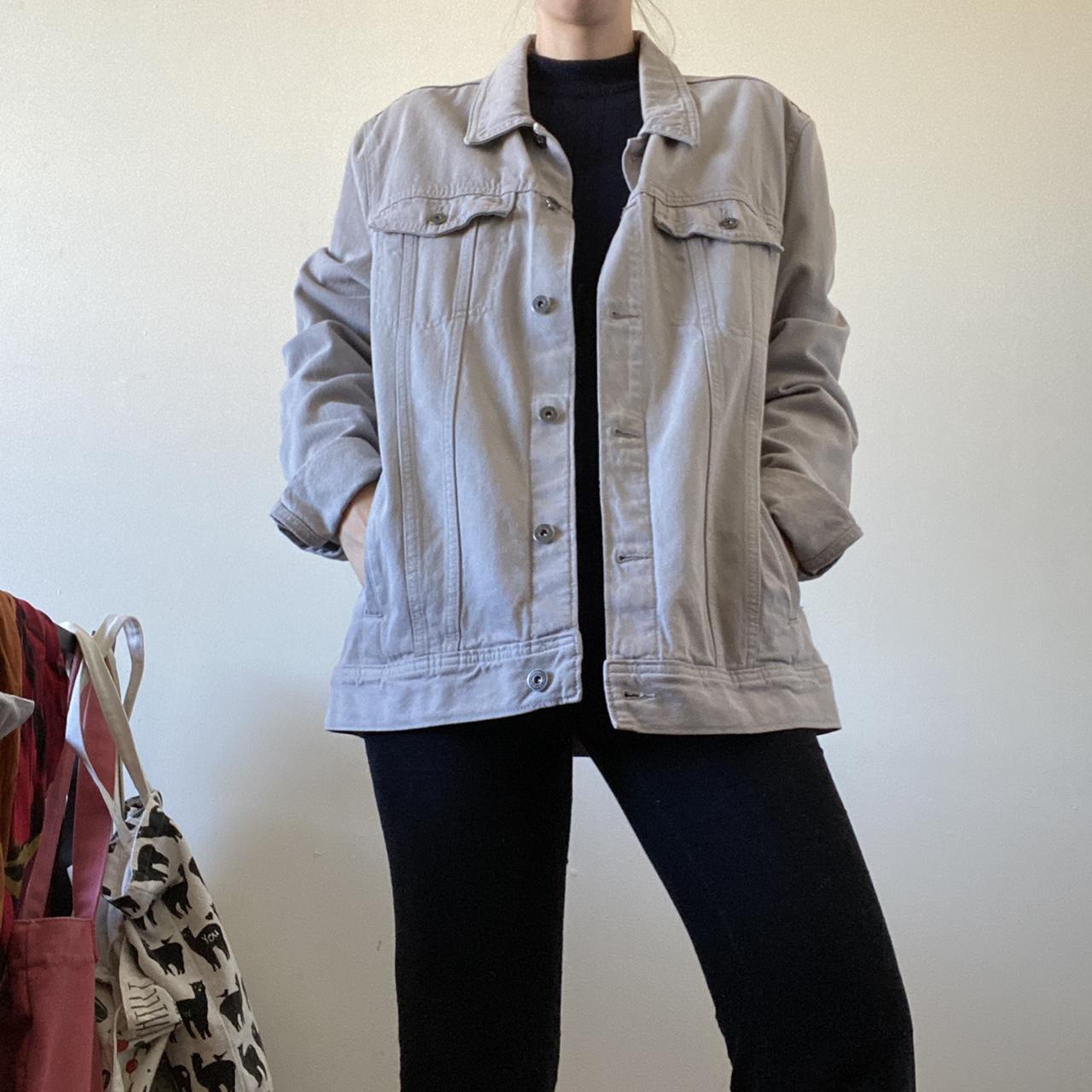 Grey oversized denim jacket - Men’s L modelled on... - Depop