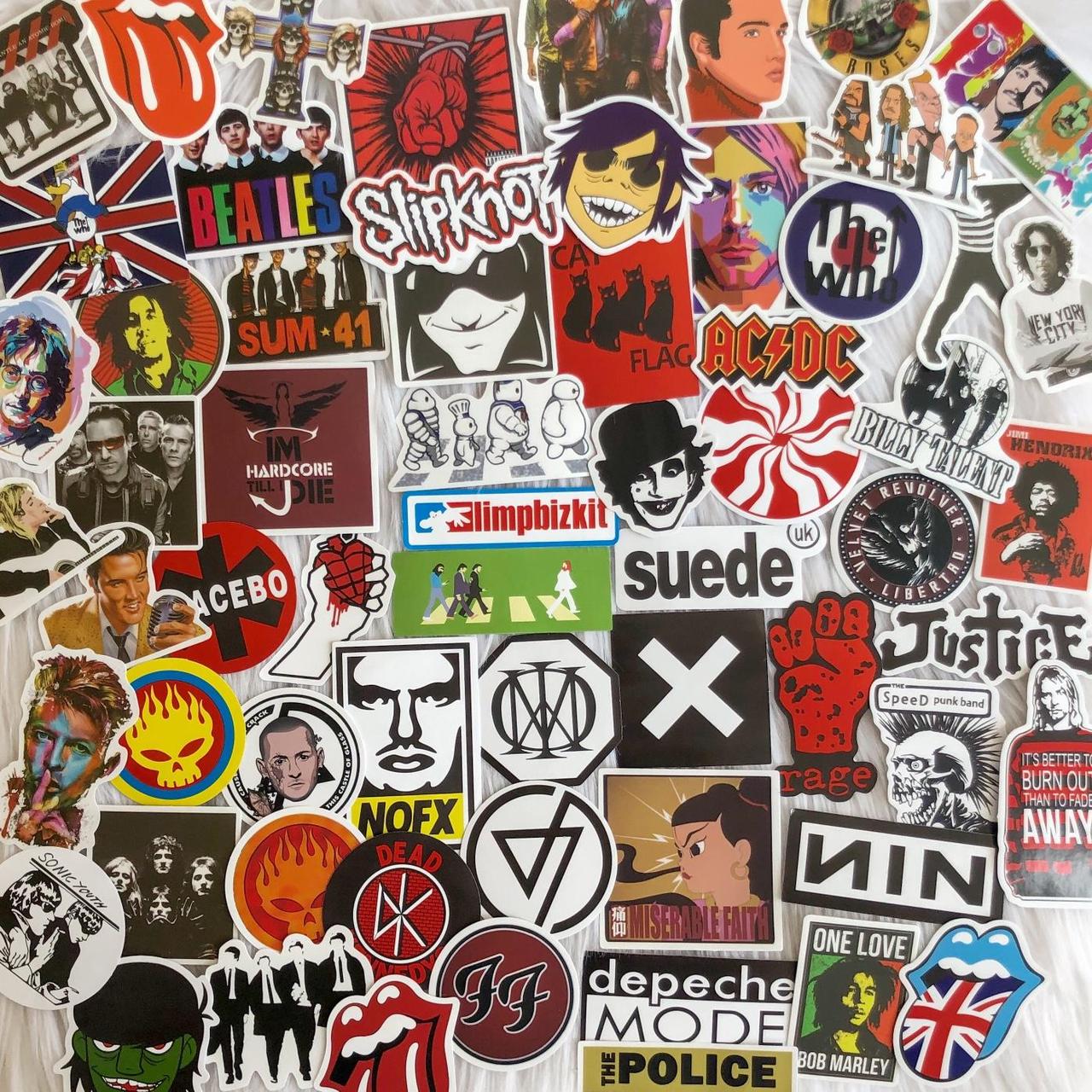 20 random rock and Alternative Rock music stickers.... - Depop