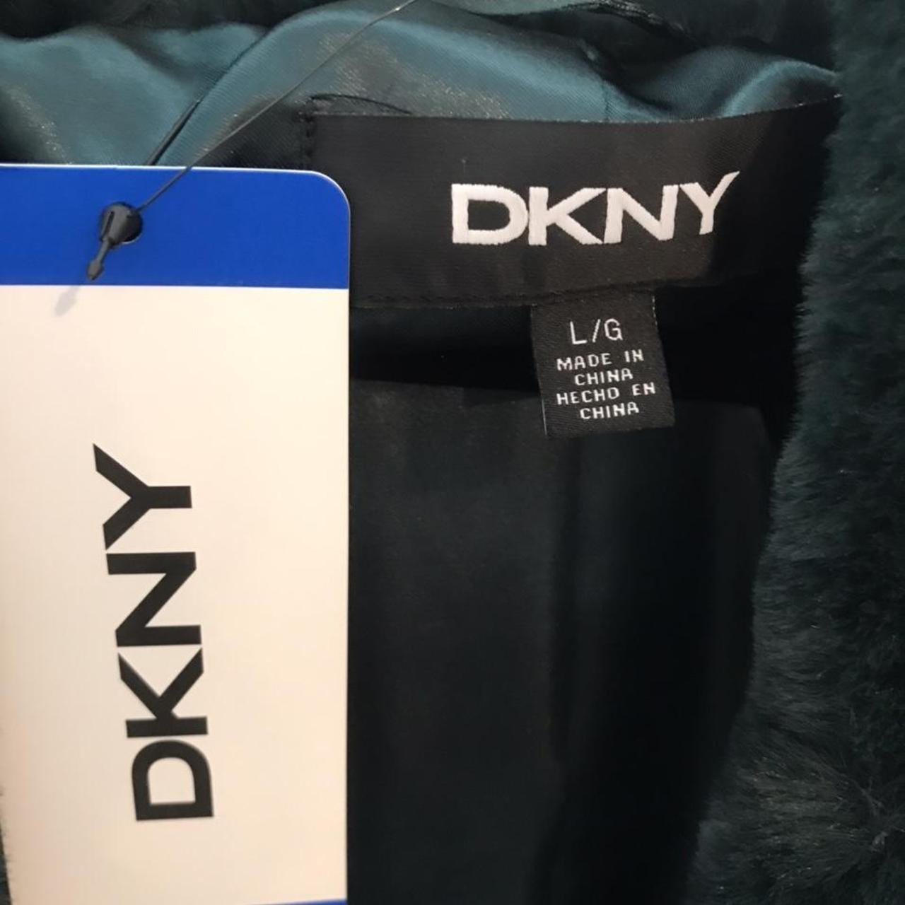 Brand new DKNY faux fur forest green winter coat... - Depop